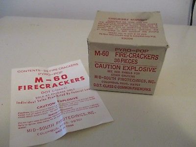 Vintage Pyro-Pop M-60 Firecracker Empty Box Columbus Mississippi BOX ...