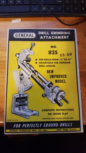 Vintage GENERAL Drill Bit Grinding Sharpening Attachment Tool No. 825 w ...