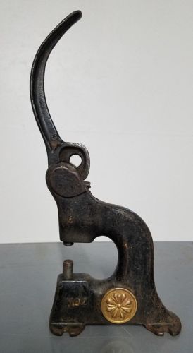GEM #2 Vintage Antique Bench Top Rivet Press Punch Tool Cast Iron Patd ...