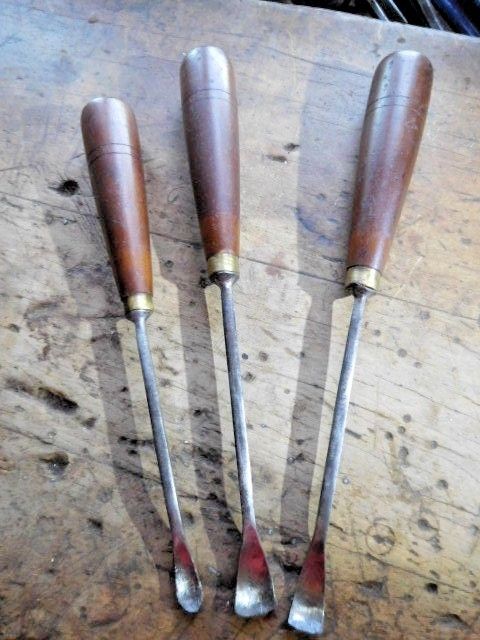 THREE OLD ANTIQUE GOUGE CHISEL with HANDLE TOOL- BUCK BROS. -- Antique ...