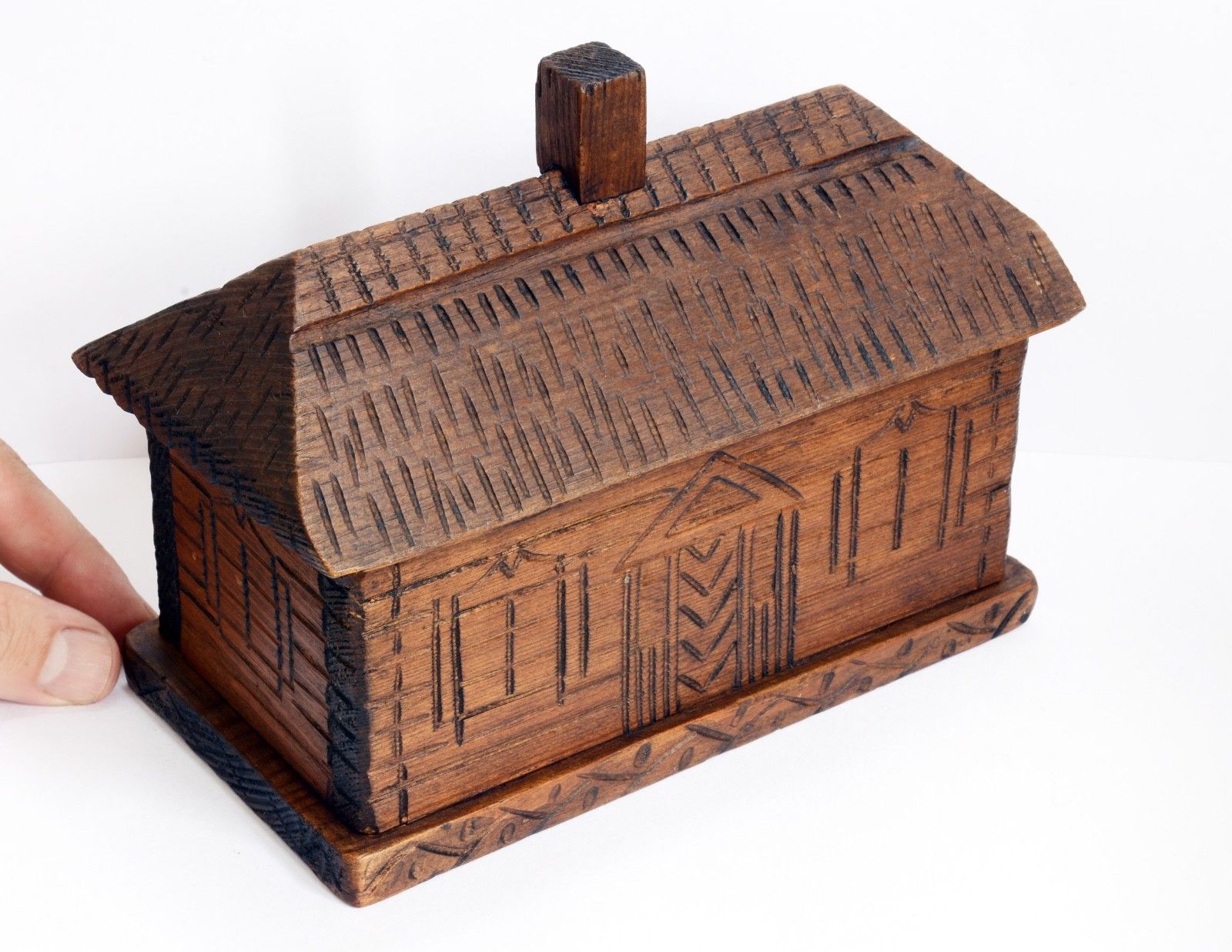 Beautiful Vintage Wooden House Shaped Box / Container with Removable ...