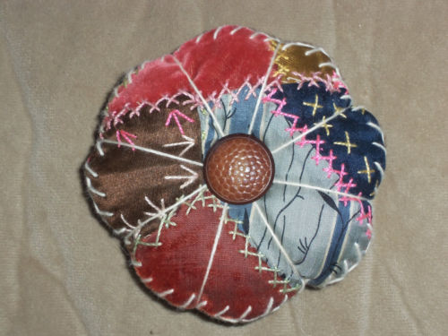 Primitive handmade pincushion from antique crazy quilt -- Antique Price ...