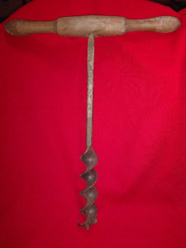 Antique Vintage Primitive Rustic Barn Auger Hand Drill Beam Tool 1 3/4 ...