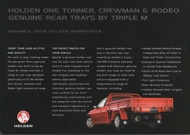 Holden Commodore One Tonner and Crewman Trays Sales Brochure -- Antique ...