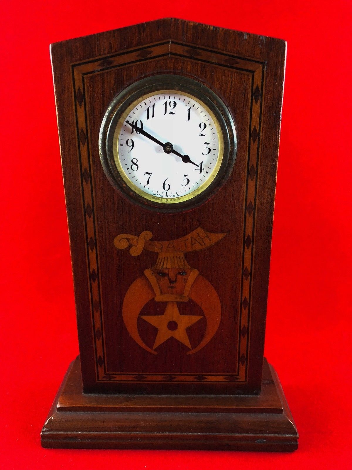 Wonderful Masonic Freemason Shriners Antique inlaid Desk Clock ...