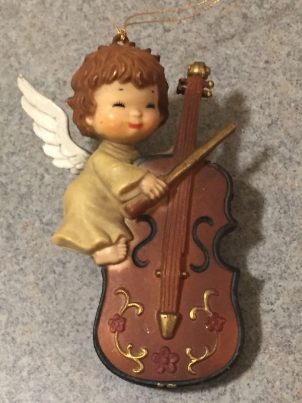 Vintage Ornament Angle Hong Kong Hard Plastic Playing Instrument Cello ...