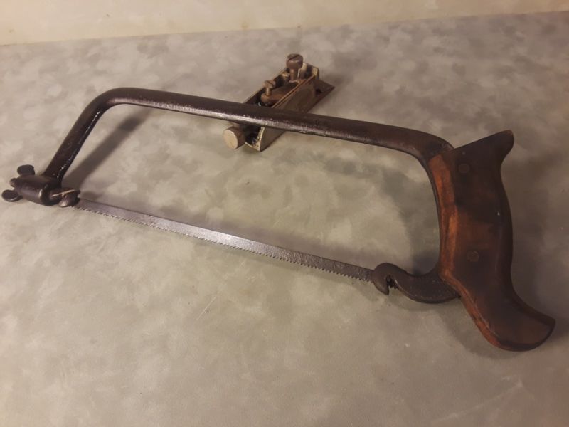 Vintage primitive Antique Bone Butcher Hacksaw Metal Blade Wood Handle ...