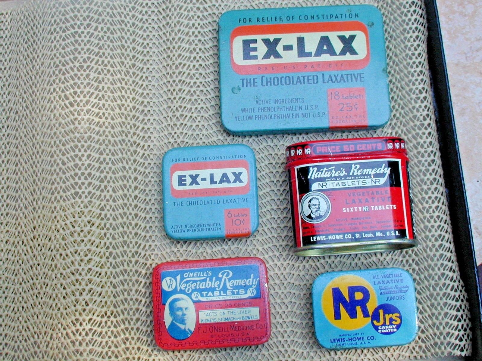5 Vintage Laxative Pocket Tins~Laxatives~Empty -- Antique Price Guide ...