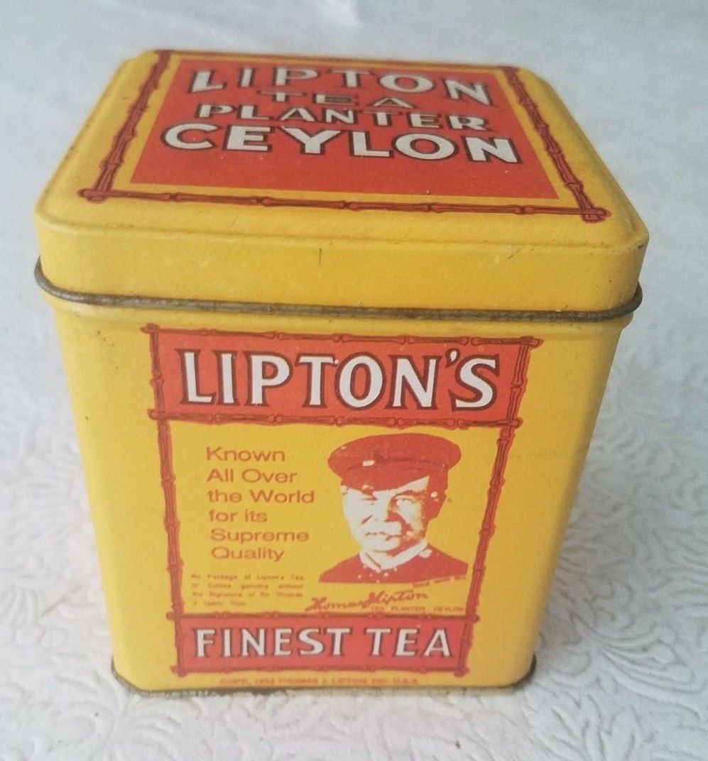 Vintage? LIPTON''S TEA TIN - Metal container Planter Ceylon -- Antique ...