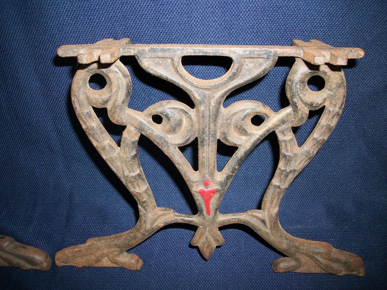 Pair Antique Cast Iron Bench Stool Footstool Brackets Primitive with ...