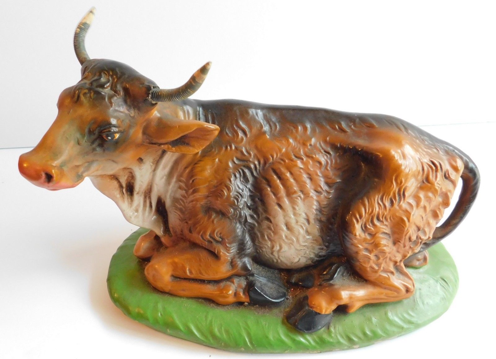 Vintage LARGE Italy Spring Horn Cow Nativity Fontanini Paper Mache 1950 s 10 Antique Price 