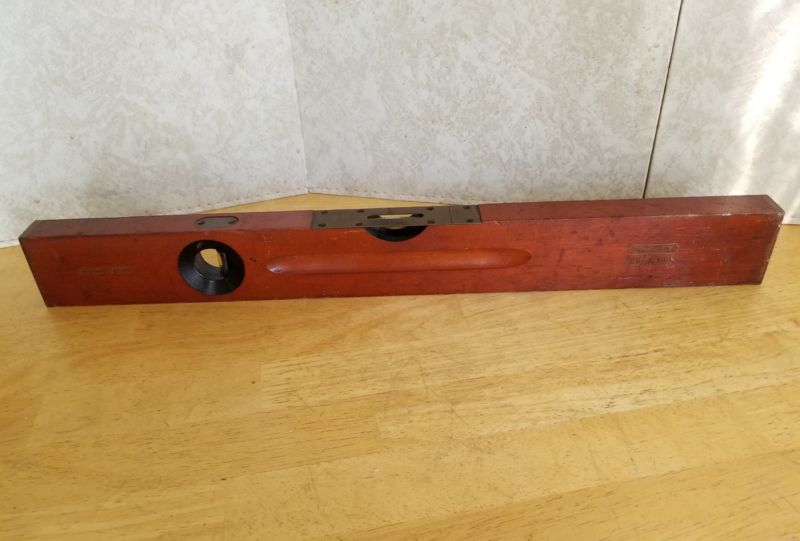 Antique Stanley #3 Wood Level 24" Long Nice Vintage Cherry Wood Brass 2 ...