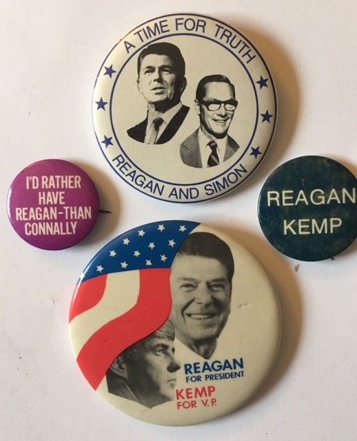 Four Ronald Reagan Presidential Campaign Pins -- Antique Price Guide ...