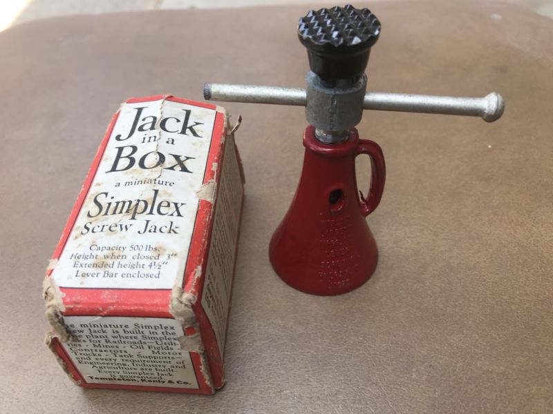 Vintage Simplex Jack In A Box Minature Screw Jack Toy -- Antique Price ...