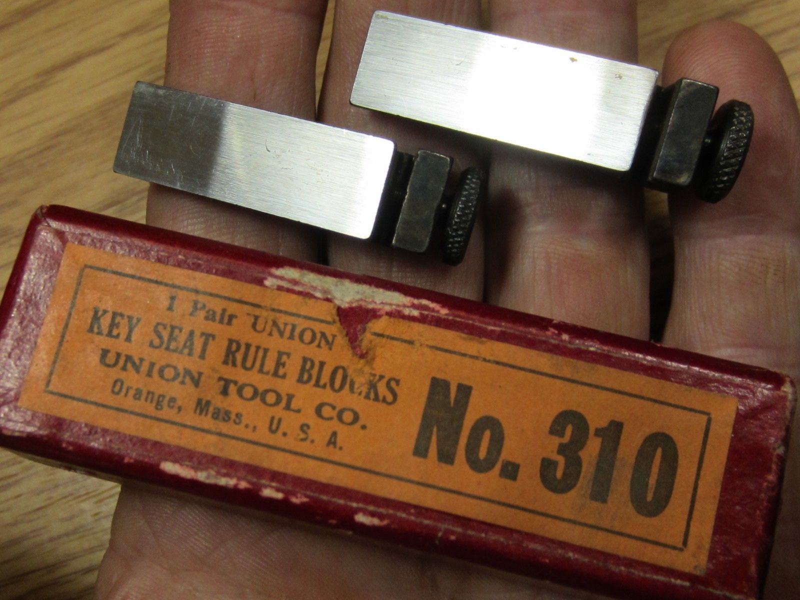 vtg key seat rule clamps # 310 blocks UNION TOOL CO. w/Box orange Mass ...