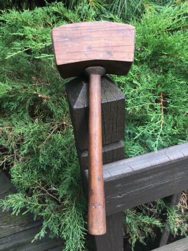 Vintage Large Wooden Carpenter Mallet Woodworker Curved Hammer Antique ...