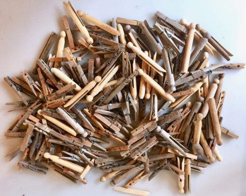 Bag Full 100+ Antique Vintage Wood Clothes Line Pins Round Top ...