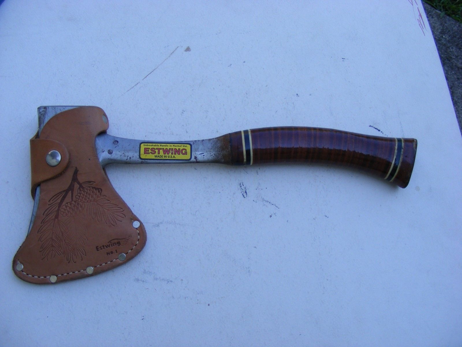 Old Vintage Estwing Hand Axe Hatchet Tool w/Leather Sheath -- Antique ...