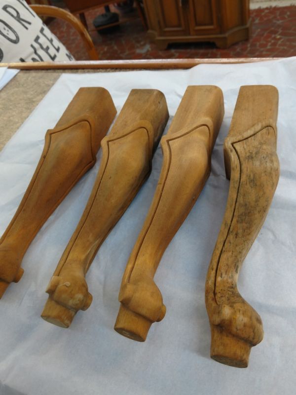 Set Of Four Solid Wood Trumpet Queen Anne Ram Table Furniture Legs ...