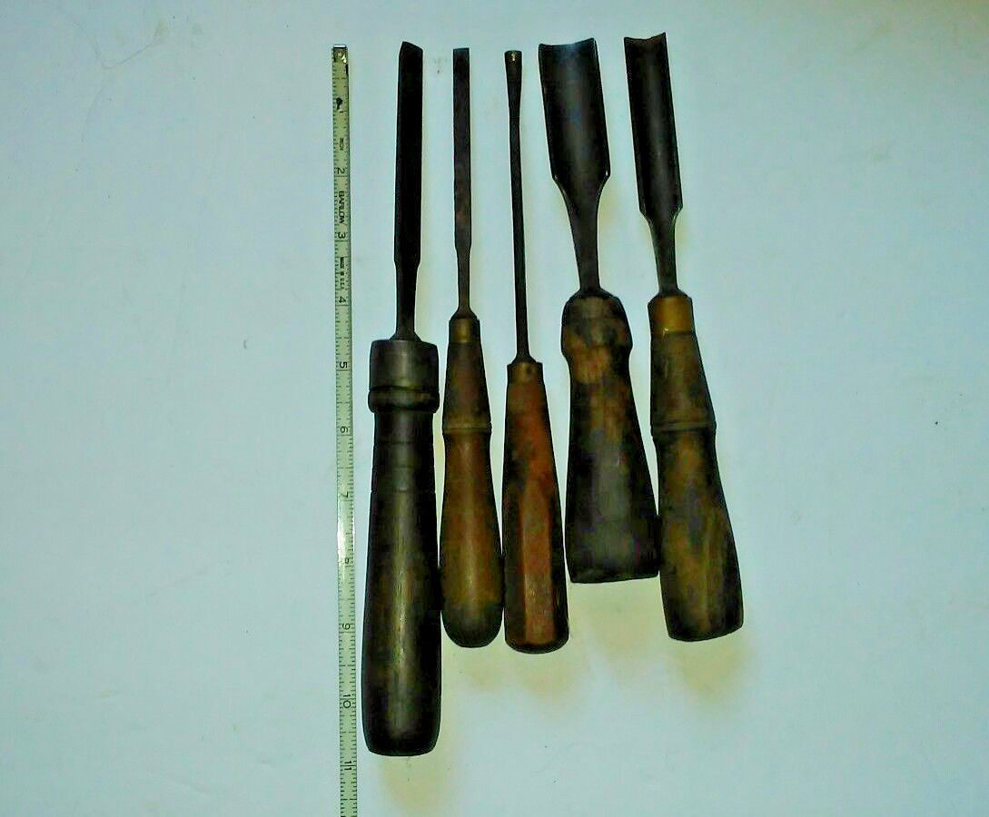 Lot of 5 Vintage Antique Buck Brothers, Butcher Chisel Woodworking ...