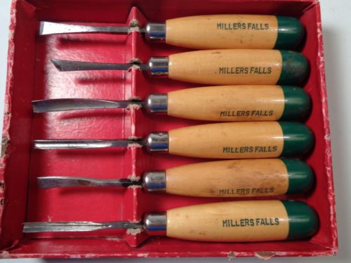 Vintage Millers Falls Wood Carving Gouge Chisel 6 pc Set~#106 ...