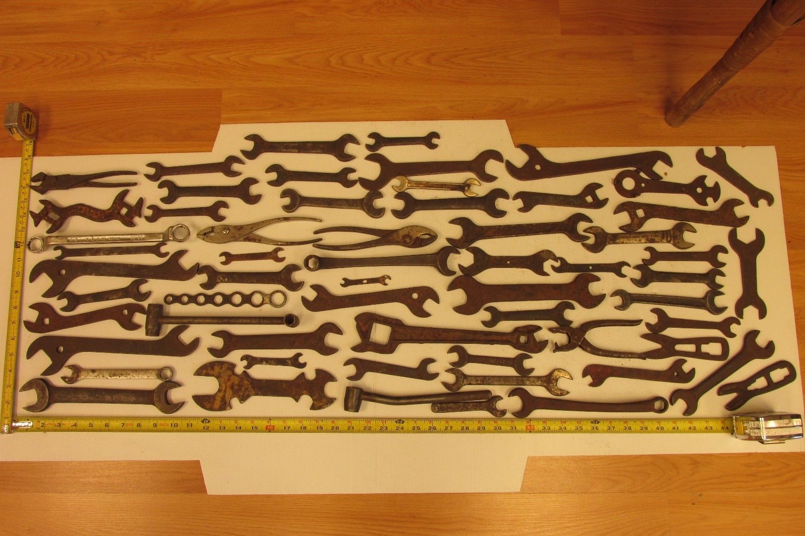 50 OLD FARM & SHOP WRENCH TOOL LOT A , WELDER CRAFT WINDCHIME PROJECT ...