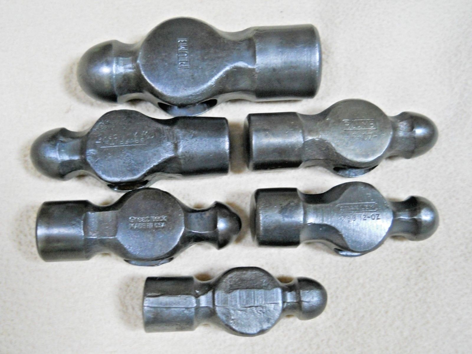 Vintage Ball Pein Peen Hammer Head Lot/ Mechanic/ Machinist/ Blacksmith ...