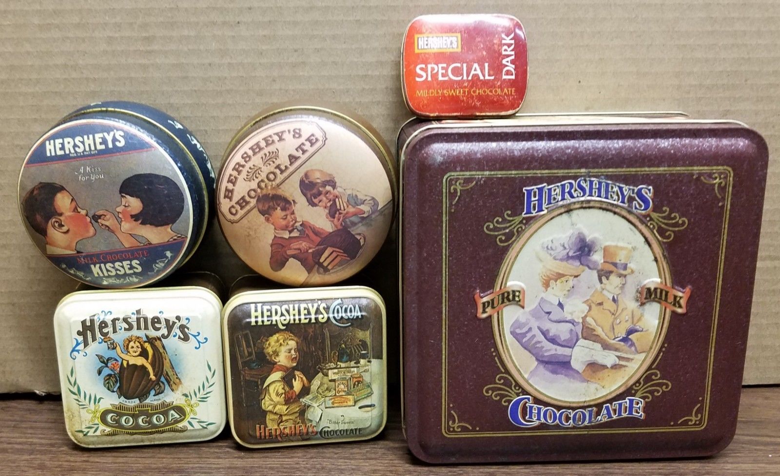 6 VTG Hershey Chocolate Tins Square Round & Mini -- Antique Price Guide ...