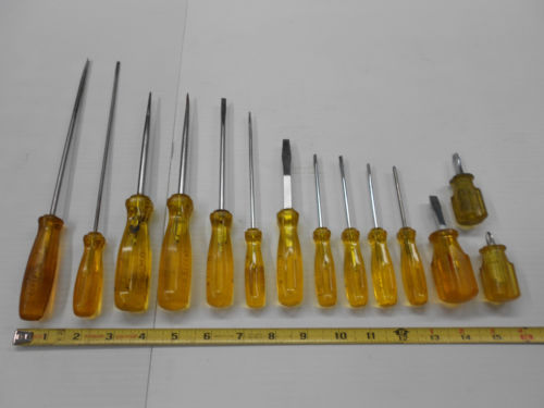 Vintage Old Lot Set 14 PROTO USA Screwdriver Tools Yellow handle long ...