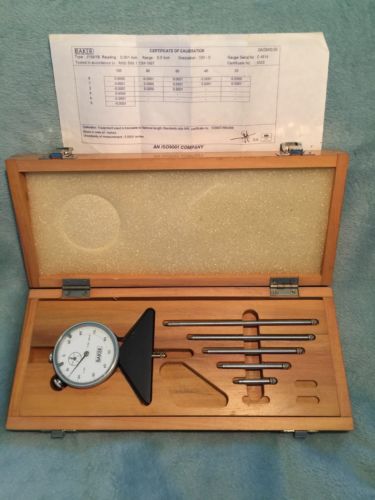 Vintage Machinist Tool Baker Depth Gauge Set Wood Box Certificate ...