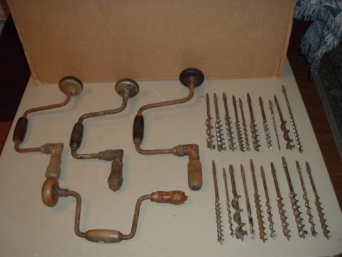Vintage Bit Brace Auger Lot of 4 & 20 Bits -- Antique Price Guide ...