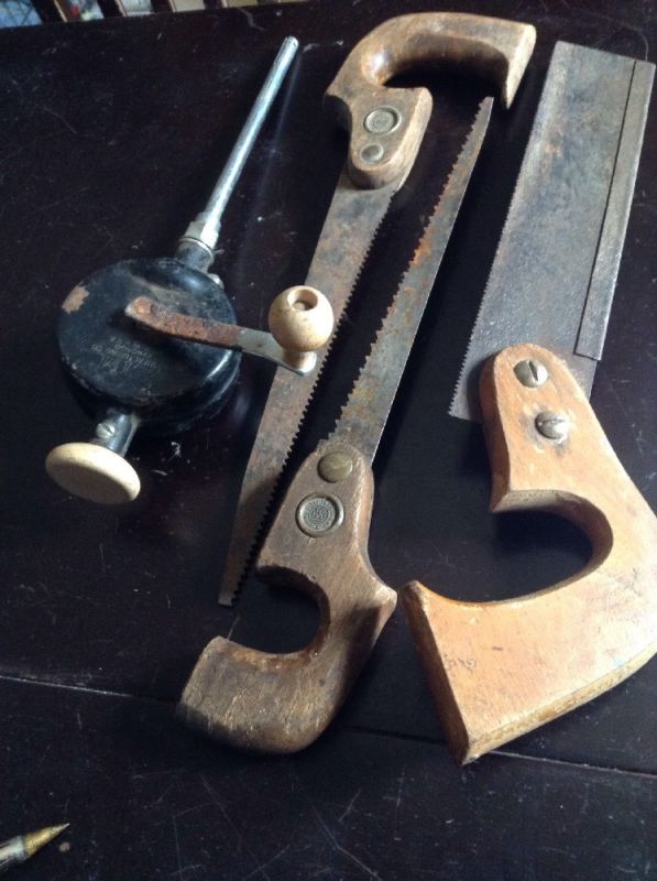 Antique Original Woodworking Tools Hand Saw Drill Disston H.S.B. Hand ...