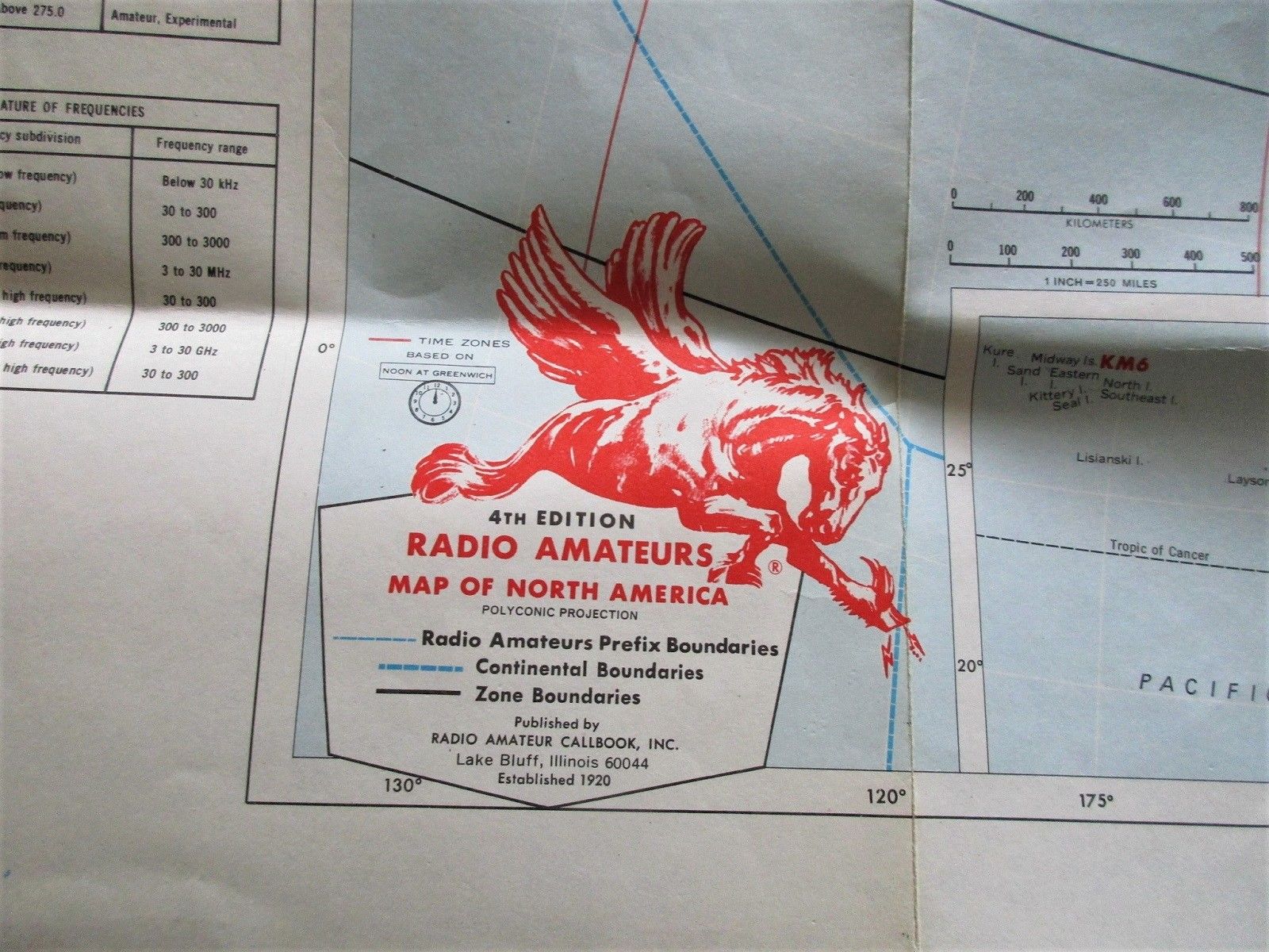 Vintage Ham Amateur Radio Map Zones of North America Lg Wall Poster ...
