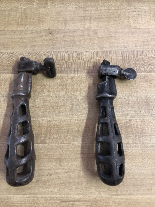 2 Old Vintage Cast Iron File Handles, Holders, E C Stearns Tools ...