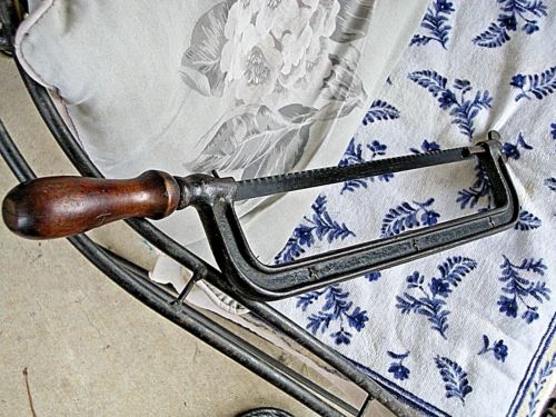 Vintage primitive Antique Bone Butcher Hacksaw Metal Blade Wood Handle ...