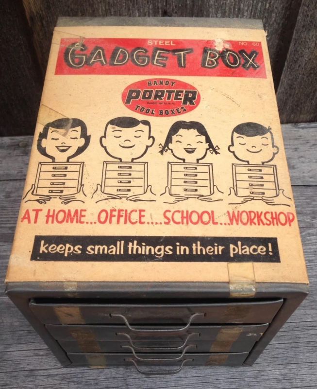 1950''s Vintage Porter Tool Gadget Box Handy 4 Drawer Metal Storage ...