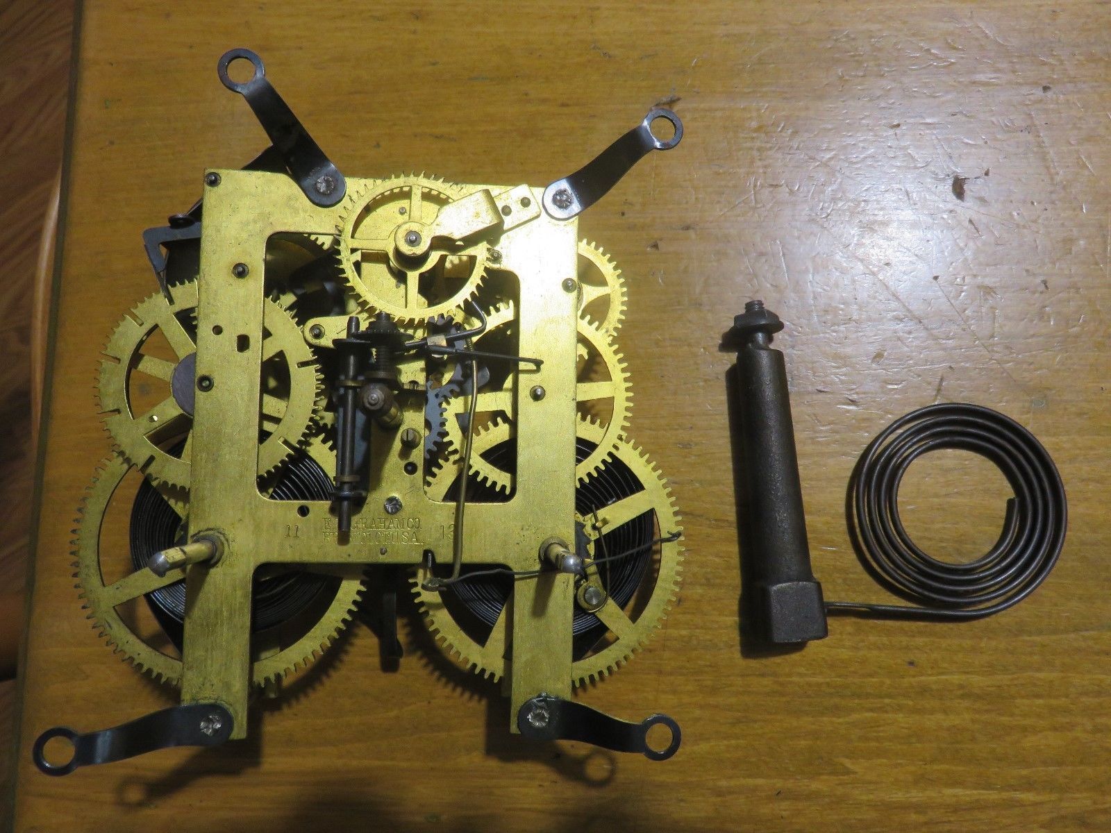 ANTIQUE E.INGRAHAM BRASS MANTEL KITCHEN PARLOR CLOCK MOVEMENTS PARTS ...