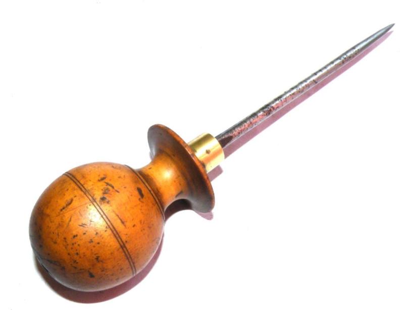 Vintage 6 1/4 inch long scratch awl with boxwood ball handle -- Antique ...