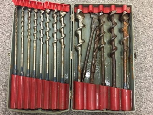 Craftsman 13 Piece Brace Auger Bit Set w/ spring loaded holder case ...