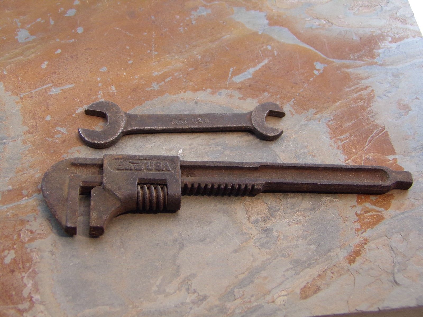 ANTIQUE FORD ADJUSTABLE WRENCH WITH DRAIN PLUG TIP AND 5 1/2" OPEN END ...