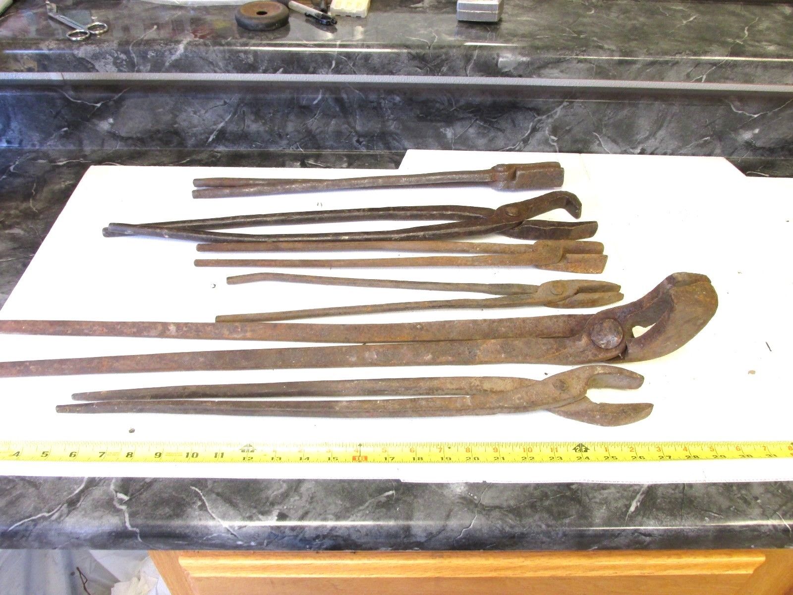 6 OLD BLACKSMITH FORGE TONG TOOL -- Antique Price Guide Details Page