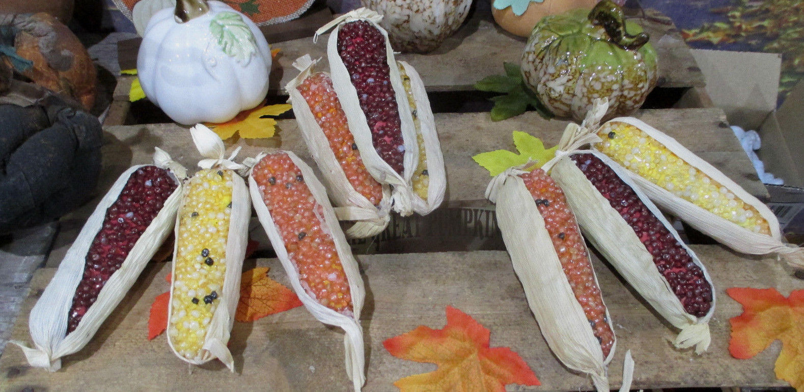 Primitive Handmade Ornamental Indian Corn Cobs Bowl Fillers! Real Corn ...