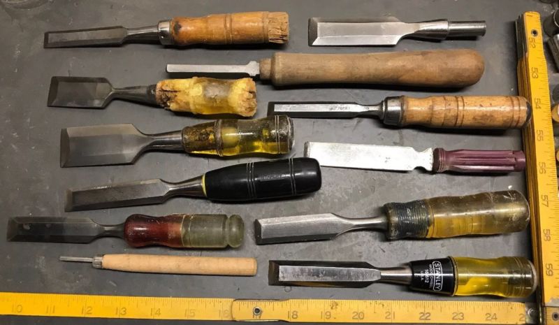 Vintage Lot Of 12 Various Wood Chisels! Stanley! And Others! -- Antique ...