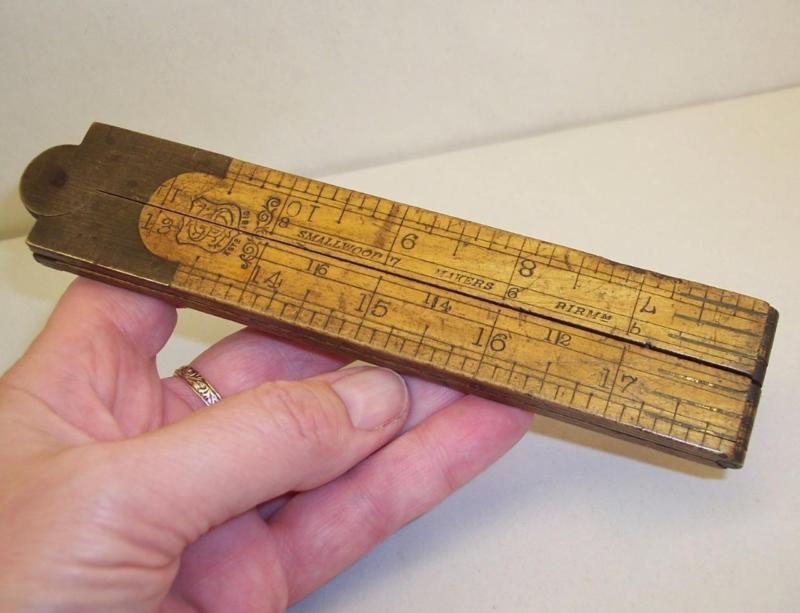 Vintage WOODEN Boxwood & Brass 24" FOLDING RULER Rule SMALLWOOD ...