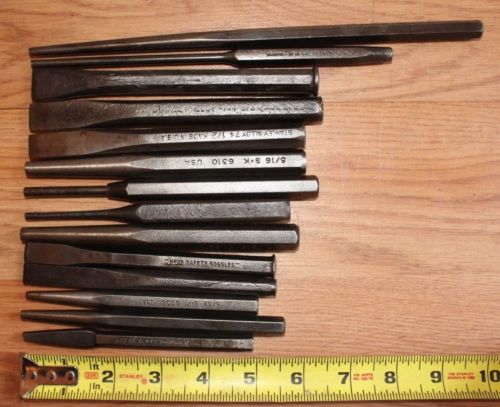 Vintage lot 14 Small Cold Chisels, punches Machinist Mechanic Steel ...