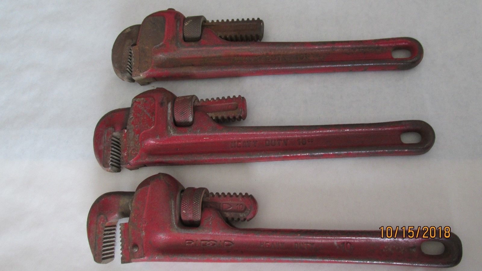 VINTAGE 10" PIPE WRENCHES PROTO, RIDGID, LOT OF 3 -- Antique Price ...