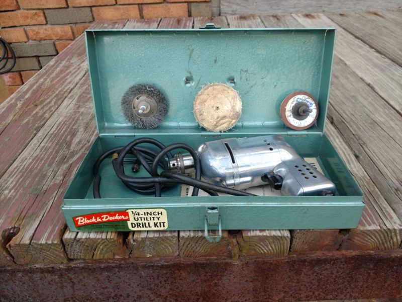 Vintage Black And Decker 1/4" Utility Drill Kit Mid Century tool in Box ...