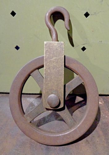 19th c. FARM FRESH rope pulley marked "J PIAT" tool ANTIQUE brass ...