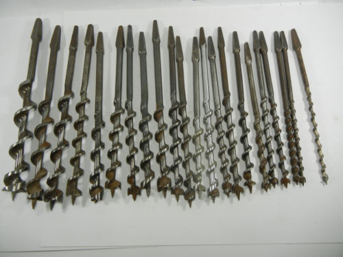 Vintage Hand Brace Drill Bit Lot of 22 misc wood auger bits G814C ...