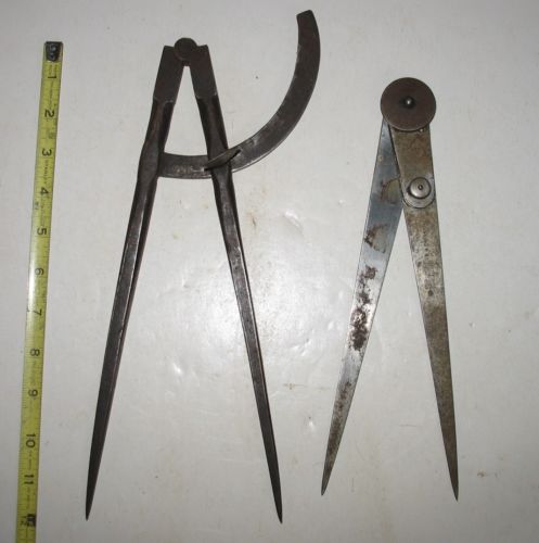 lot of 2 Old Antique Large Dividers Blacksmith Carpenter Machinist ...
